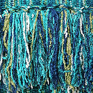 LEXAREY Rustic Farmhouse,Boho Style,Red Chenille Knitted,Home Decorative Bed Throw Blanke with Tassels,Lightweight Soft Cozy Woven Blanket for Chair,Couch,Picnic,Camping, Beach,50x60 Inch (Green)