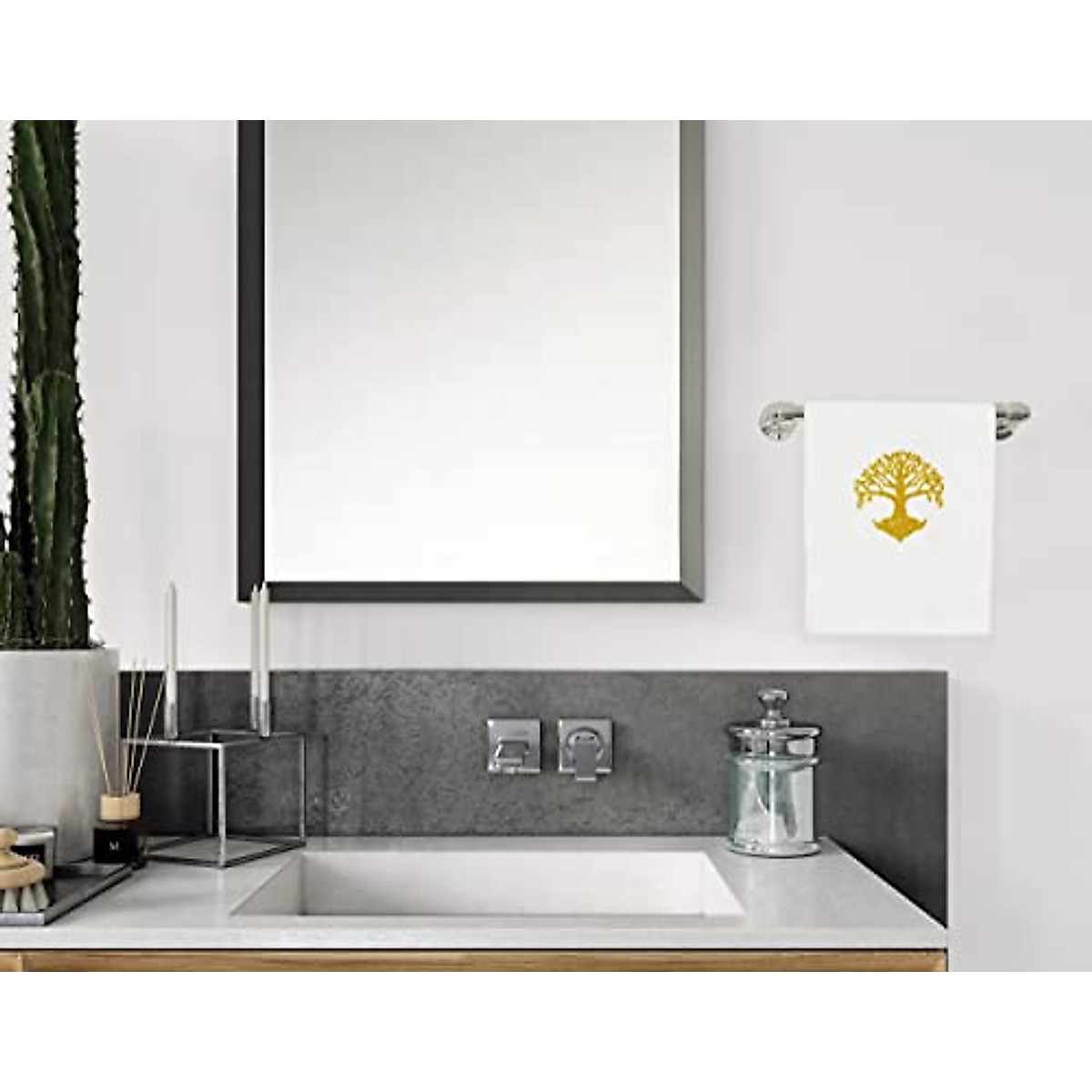 VoYa - Luxury Embroidered Turkish Cotton - 13” × 13” SWashcloth for Bathroom, Kitchen, Hotel, Spa, Gym -White