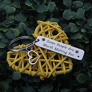 FEELMEM Best Friend Gift Some People Are Worth Melting For Keychain Friendship Jewelry BFF Birthday Gift Christmas Gift (silver)