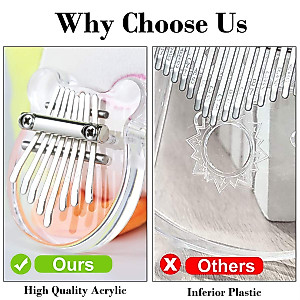 Kalimba Clear Mini Kalimba Thumb Piano Crystal 8 Key Portable Mbira Finger Piano Best Gift for Kids, Birthday, Christmas, Beginner, Party(Bear-shaped Crystal)