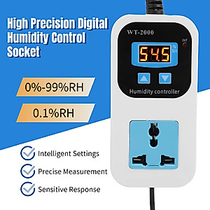 Liccx Digital Humidity Controller,0~99percent RH Ultra-Wide Control Range Hygrostat Humidity Switch for Greenhouse(US Plug)
