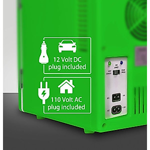 Coca-Cola Sprite 4L Portable Cooler/Warmer, Compact Personal Travel Fridge for Snacks Lunch Drinks Cosmetics, Includes 12V and AC Cords,Desk Accessory for Home Office Dorm Travel, Green