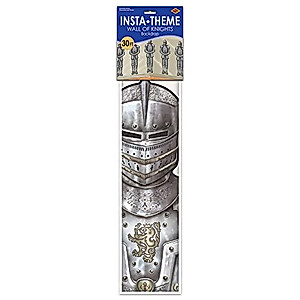 Beistle Wall of Knights Backdrop, 4' x 30', Clear/Black/Silver