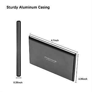 Maxone 320GB Ultra Slim Portable External Hard Drive HDD USB 3.0 Compatible with PC, Laptop - Charcoal Grey