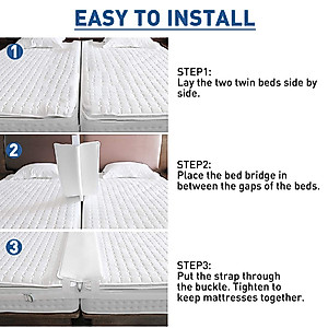 HITOMEN Bed Bridge, Twin to King Bed Converter Kit, Bed Gap Filler with Strap, Mattress Connector