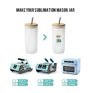 PYD Life Sublimation Glass Blanks Mason Jar Tumblers Cans Frosted 24 OZ with Bamboo Lid and Stainless Steel Straw,Wide Mouth Tumbler Cups Jar for Tumbler Heat Press 4 Pack