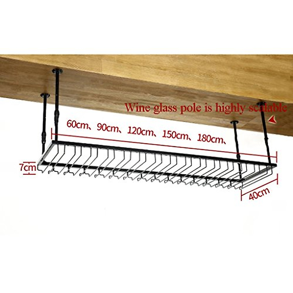 Stylish Simplicity Creative Pour Rack European Wrought Iron Rack Wine Rack Adjustable Wall Decoration Crystal Pendant Wine Glass Rack Restaurant Bar Home Wine Glass Rack Black, PIBM, Bronze, 90cm