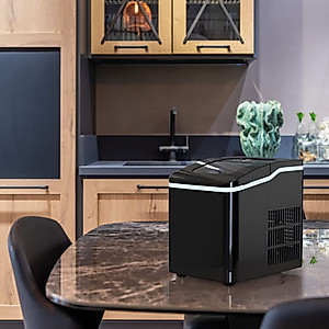 Ice Maker Machine Countertop, 27 lbs in 24 Hours, Self-Cleaning Ice Maker Countertop, 9 Cubes Ready in 8 Mins, Electric Portable Ice Maker with Ice Scoop and Basket for Home Kitchen Bar Office