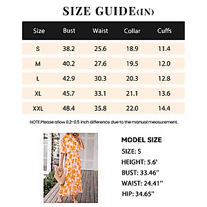 PRETTYGARDEN Women Summer Casual Ruffle Mock Neck Dress 2023 Short Sleeve Smocked Slit Boho Floral Midi Beach Dresses(Floral White Yellow,Large)