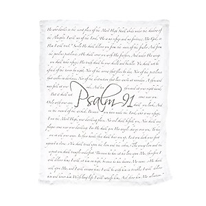 Edenia Psalm 91 Throw Blanket for Women, Soft Cozy Plush Faux Fur - Inspirational Christian Gift for Baptism Healing Get Well Soon Sympathy (White)