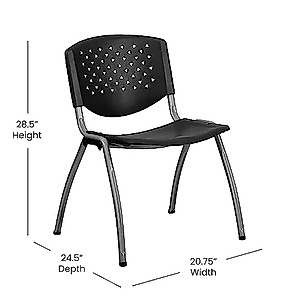 Flash Furniture HERCULES -5 Pack 880 lb. Capacity Black Plastic Stack Chair | Comfortable Seating with Durable Design