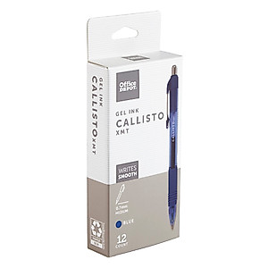 Office Depot® Brand Callisto Retractable Gel Ink Pens, Medium Point, 0.7 mm, Transparent Blue Barrel, Blue Ink, Pack Of