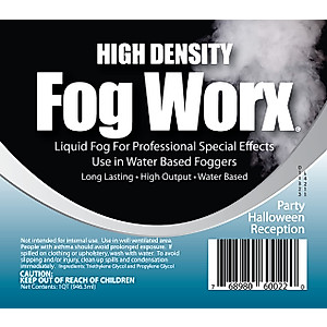 FogWorx Extreme High Density Fog Juice - Long Lasting, High Output, Odorless Water Based Machine Fluid - 1 Quart, 32 Ounces for 400 to 1500 Watt Machines