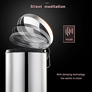 8 Liter / 2.1 Gallon Thickened Household Simple Stainless Steel Metal Foot Open Lid Trash Can, with Inner Bucket, Suitable for Kitchen, Bathroom, Office