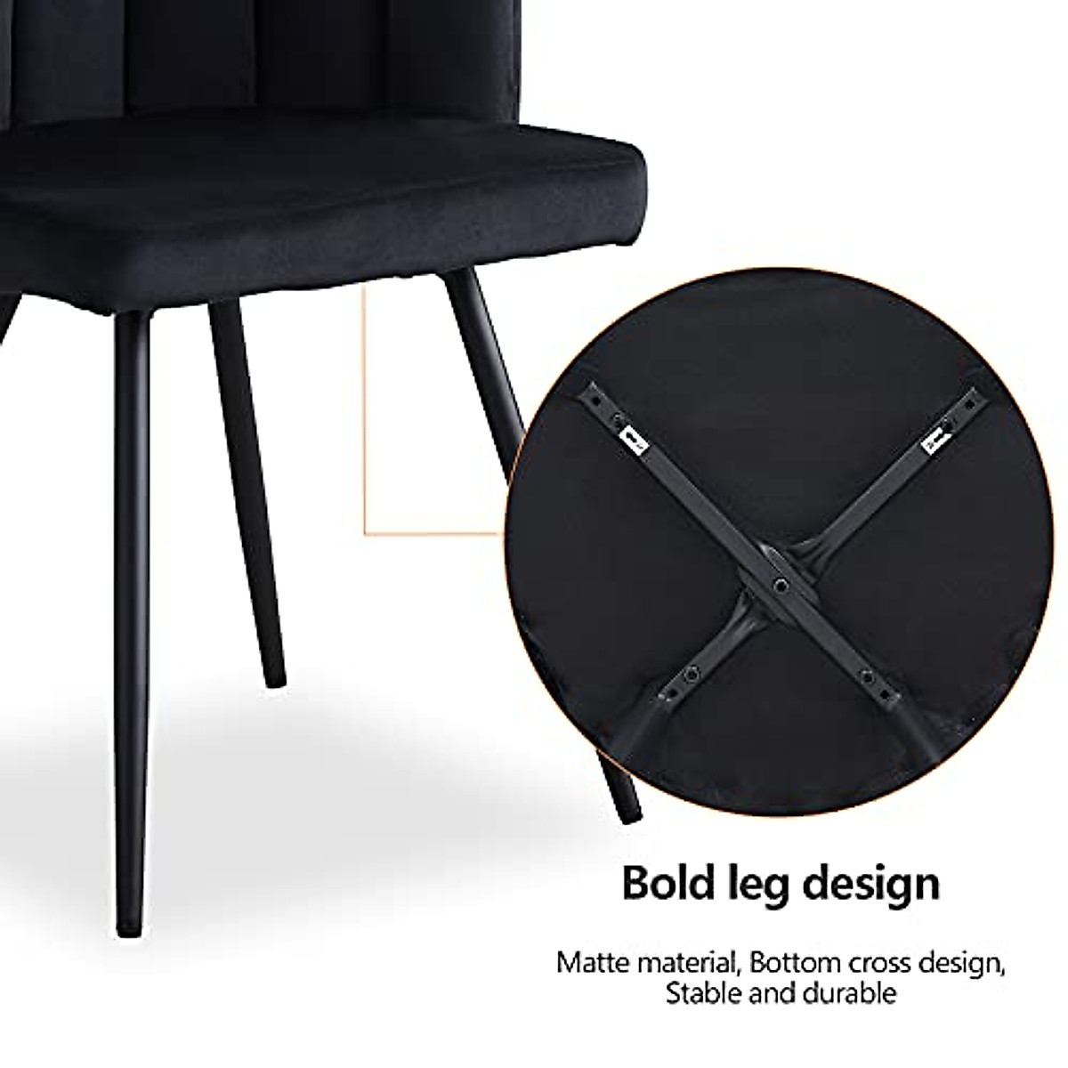 TUKAILAi Cute Petal Dining Chair, Modern Velvet Accent Chair with Shell Shaped Backrest, Thick Padded Seat and Black Metal Legs, Leisure Tub Chair for Kitchen Bedroom Living Room (Black)