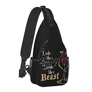 Hicyyu Looks Like A Beauty Drink Like A Beast Outdoor Crossbody Shoulder Bag For Unisex Young Adult Hiking Sling Backpack