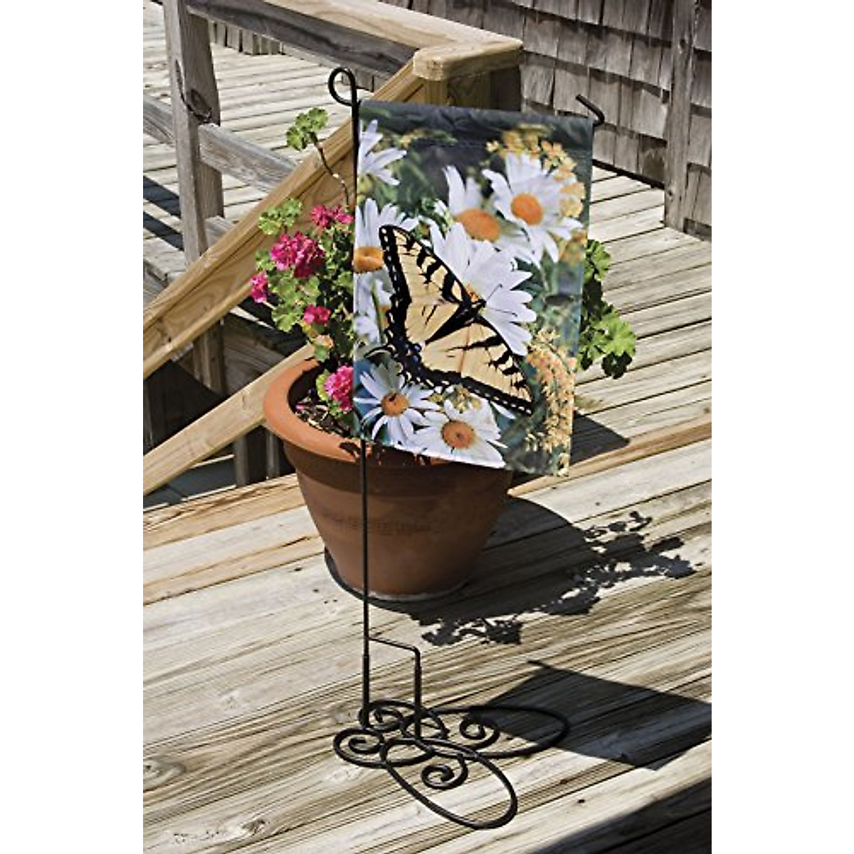Evergreen Flag Classic Black Iron Garden Flag Stand with Rubber Stopper - 17.5" x 44"H