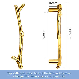 6 Pieces Tray Handles for Tray Molds Resin Tray Molds Handles Branches Shaped Stainless Steel Handles with Screw Sets for Silicone Serving Tray Mold, 4.8 Inch (Gold)