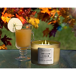 Mulled Cider Candle | Fall Candles | Luxury Soy & Beeswax Candles for Home | 16 oz. Large Jar 3 Wick Candle | Apple Cider Candle | Thanksgiving Candle | Autumn Candles