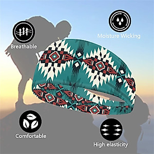 Xoenoiee Native American Tribal Geometric Pattern Workout Headbands for Women Men, Unisex Sports Head Bands Sweatband for Running Yoga Gym Football Baseball, Non-Slip