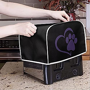 SEANATIVE Toaster Cover 4 Slice, Purple Dog Paw Heart Style Bread Toaster Oven Dustproof Cover Fingerprint Protector
