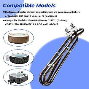 Adabuing 5.5KW 240V Titanium Hot Tub Spa Heating for Universal Heating Element Replacement for Flo-Thru, Also fit for Balboa Spa Heater Element and Spas Electric Heaters Or Swimming Pools -(10 inch)