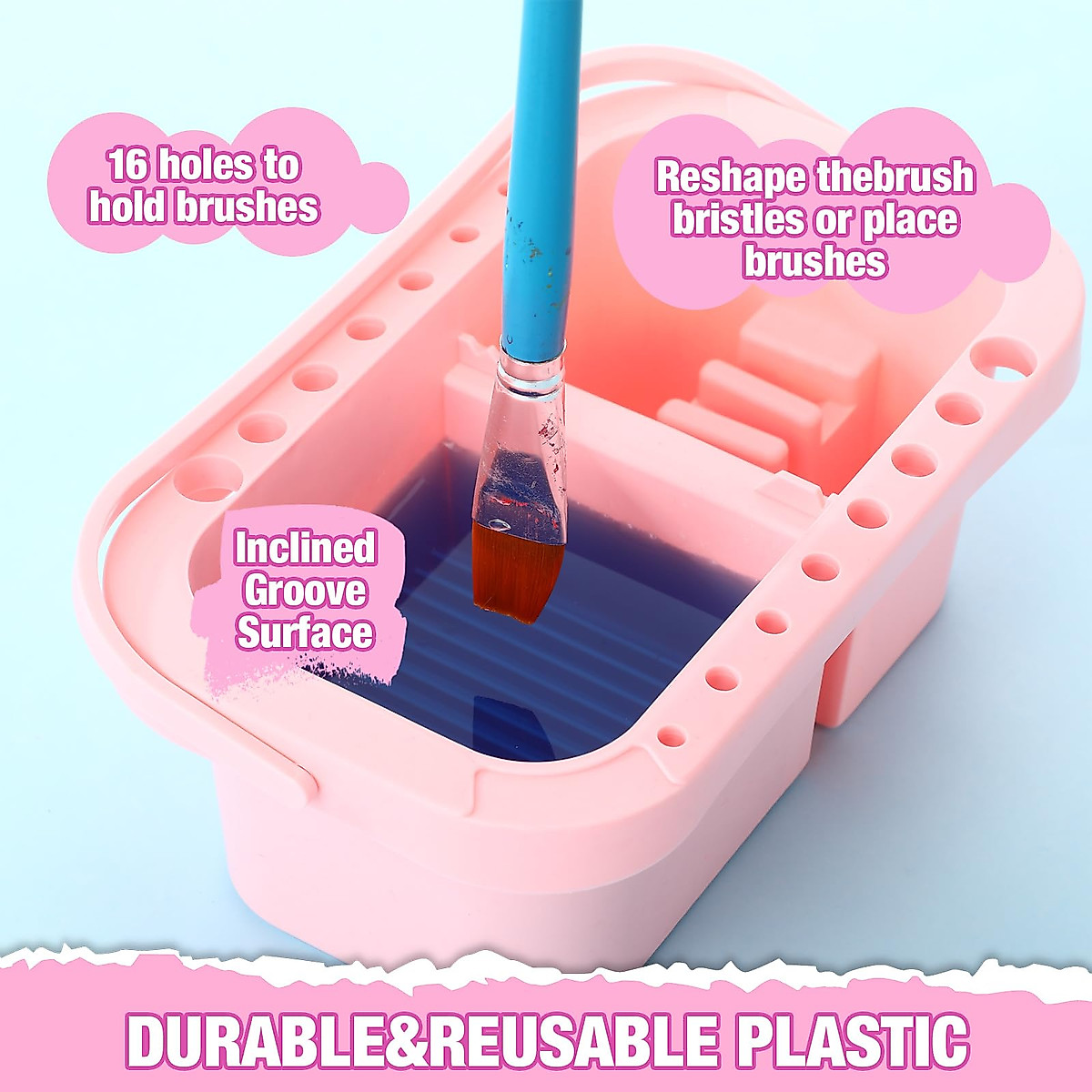 Fuyoooo 2 Pcs Painting Supplies Set with Silicone Painting Mat & Paint Brush Cleaner Bucket for Crafts Paint Brush Holder Organizer with Palette painting station Back to School Supplies Painting Party