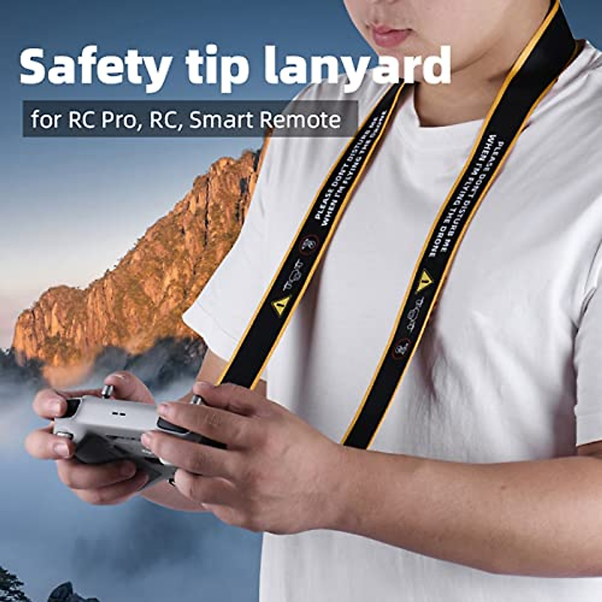 LICHIFIT Widen Lanyard Strap Neck Sling with Warning Sign Drone Accessory for DJI RC PRO/for DJI RC/Mini 3 Pro Remote Controller
