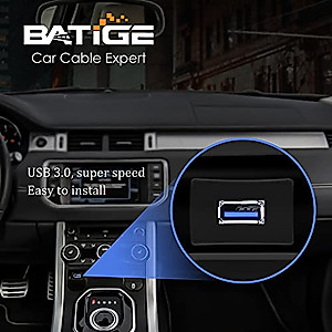 BATIGE Square Single Port USB 3.0 Panel Flush Mount Extension Cable with Buckle for Car Truck Boat Motorcycle Dashboard 3ft