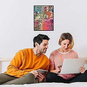 "Train Your Mind To See The Good"- 8 x 10"Inspirational Wall Print Sign on Floral Hippie Pattern- Ready to Frame. Retro Motivational Wall Art. Home-Office Décor. Great for Students-Classroom-Dorm.