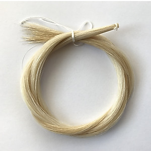 MI&VI Premium Quality Mongolian Horse Hair for Violin, Viola Bows - Unbleached, White 29.5" (1 Hank, Prepared, Includes Plug and Wedge) (1 Hank)