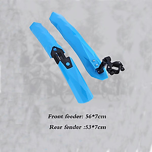 Bike Fenders Set Front Rear Mud Guard Tire Tyre Mud Flaps Fender Folding Quick Release With Led Light/ Warn Taillight ClipOn Splashboard Protector for Mountain BMX Racing Touring Road Bicycle (blue)