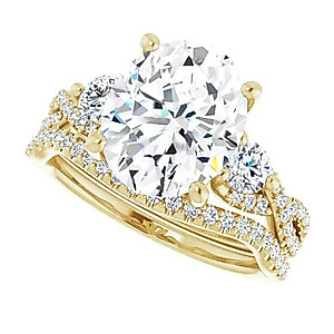 Moissanite World 3 CT Oval Moissanite Engagement Ring Colorless VVS1 10K 14K 18K Yellow Gold & 925 Sterling Silver Solitaire Anniversary Bridal Ring Set Valentine Gift for Her