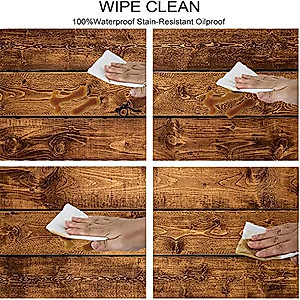 Wood Plank Rectangle Elastic Fitted Tablecloth, Wood Plank Texture Print, Suitable for Camping Party and Picnic, 24"x 48" Table Cover for 4ft Folding Table