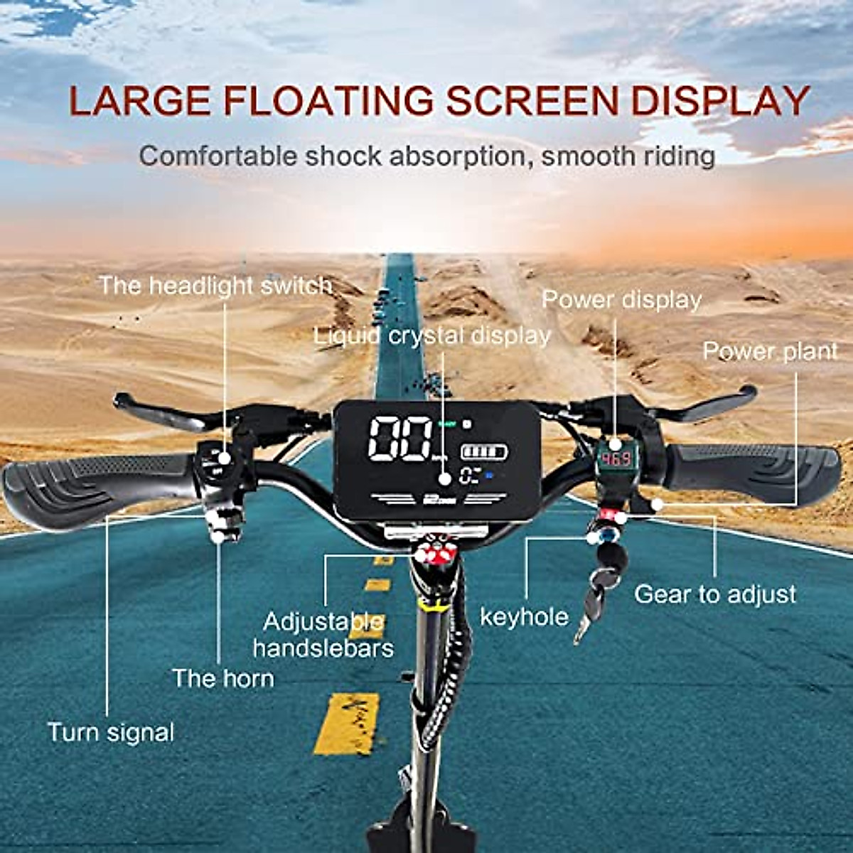 Recherclie Snow Electric Kick Scooter for Adults - 2500W Motor, Up to 30 MPH & 37 Miles, 48V/16AH, 11'' Heavy Duty Vacuum Off-Road Tire, Hydraulic disc Braking, Adult Electric Scooter Without Seat