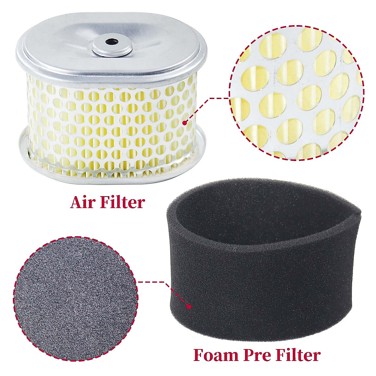 NIDAIFEI 4 Pack GX160 Air Cleaner Element Replaces Honda 17210-ZE1-505, 17210-ZE1-517, 17210-ZE1-822 for Honda GX110, GX120, GX120K1, GX140, GX160, GX160H1, GX200 Engines