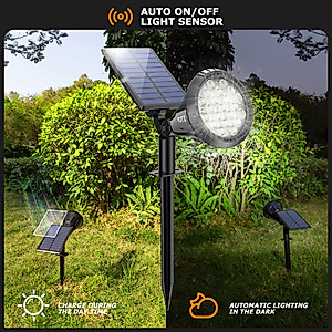 XTGTP Solar Spot Lights Outdoor, 21 LEDs Solar Outdoor Lights Auto On/Off with 3 Modes, IP67 Waterproof Solar Yard Spotlight Landscape Lighting Garden Wall Lights, 2-in-1 Solar Powered Lights, 2Pack