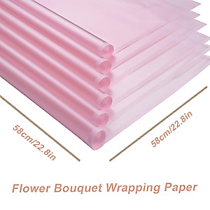 VOWOVOSDAY 20 Pcs Flower Wrapping Paper,Waterproof Flower Bouquet Wrapping Paper 23x23Inch Used for DIY Crafts, Gift Packaging,Floral Wrapping Paper,Wrapping Paper for Flower Bouquet(Pink02)
