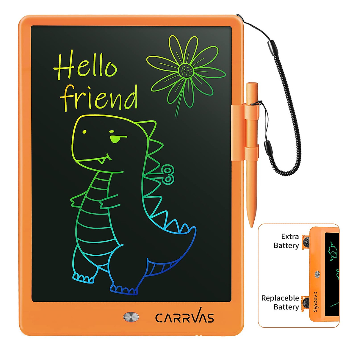 CARRVAS LCD Writing Tablet 10 Inch Colorful Drawing Pad for Kids Reusable Electronic Doodle Board Educational Learning Toys for 3 4 5 6 7 8 Years Old Toddler Boys Girls Home School
