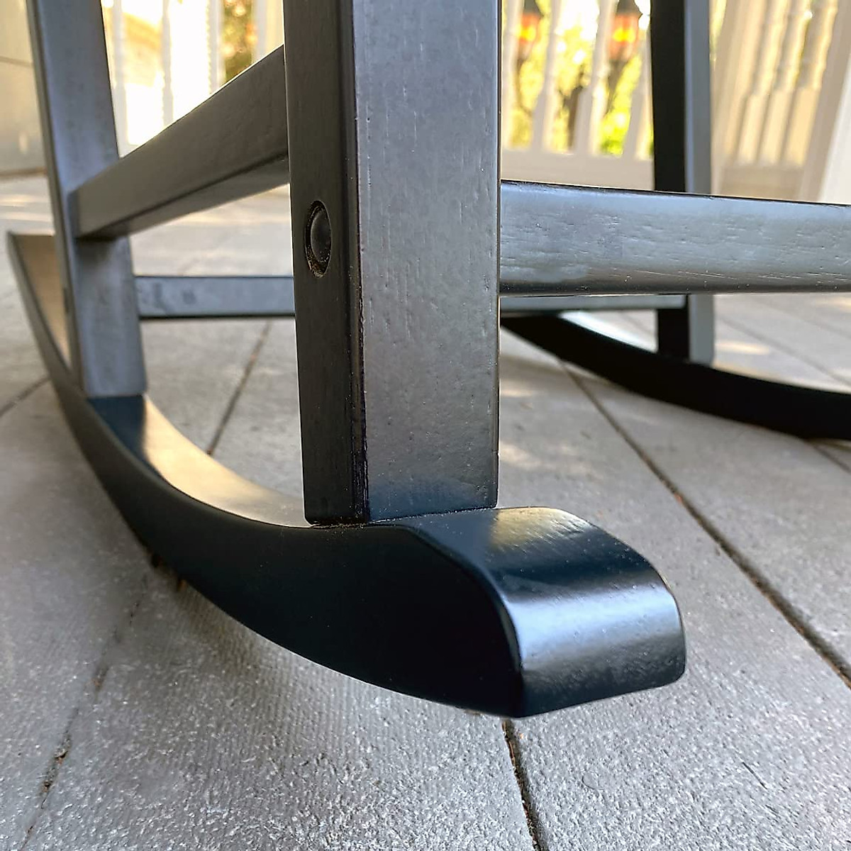 Frontera Timeless Outdoor/Indoor Rocking Chair, Eucalyptus Wood in Black Finish, Americana Resort Rocker