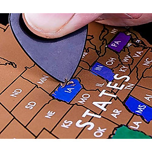 Scratch Off World Map + Scratch Off USA Map Travel Poster | US States and World Country Flags Detailed in Large 30" x 17" Size Scratchable Tracker Poster | Premium Travelers Wall Set (Black)