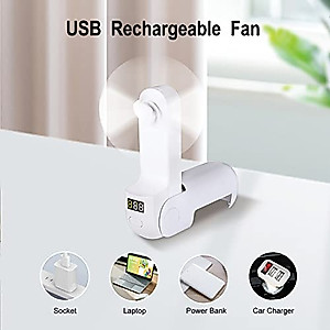 Nogegra Handheld Fan, Mini Fan Portable USB Rechargeable Small Pocket Fan, 3 IN 1 Small Personal Fan Battery Operated, Foldable Desk Travel Fan for Outdoor, Travel, Kids, Women, White