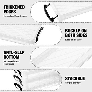 Gueevin 24 Pcs Large Capacity Plastic Pencil Box Clear Plastic Pencil Case Crayon Box with Snap Tight Lid Watercolor Pen Storage Brush Pencil Box Organizer Drawing Tools Container (Black)