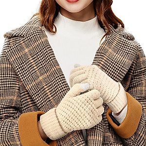 Trifabricy Womens Winter Gloves - Warm Soft Touchscreen Winter Gloves for Women, Elastic Cuff Knit Texting Gloves for Cold Weather, 2 Pairs