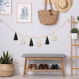 4 Pieces Macrame Woven Tassel Garland Decorative Tassels Banner Woven Tassel Hanging Garland Boho Tassel Wall Garland for Home Nursery Garden Classroom Decoration, 37.4 Inch