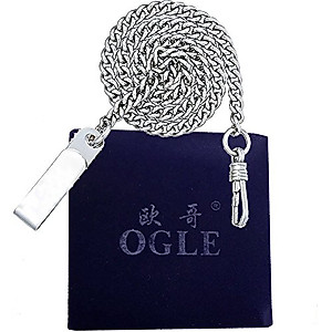 OGLE Waterproof Classics Roman Tourbillon Phases Moon Chain Fob Skeleton Automatic Mechanical Pocket Watch (Silver Case&White)