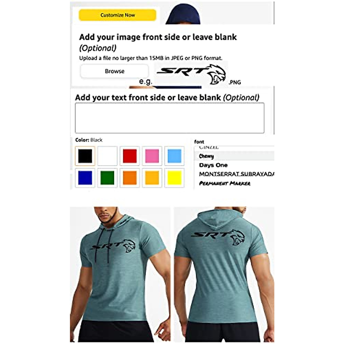 DEYI Customize Men's Moisture Wicking Shirts with Hoods Packs for Running, Tech 2.0 Black XL