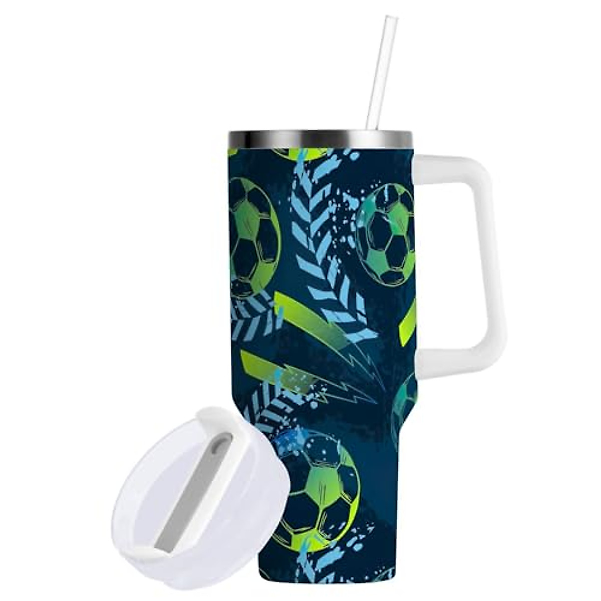 Joisal Abstract Football Grunge Style 40 Oz Tumbler Cup with Straw and Lid Insulated Water Bottle