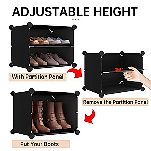 MAGINELS Shoe Rack, 40 Pair Shoe Organizer Cubby, 10 Tier Shoe Storage Cabinet, Plastic Shoe Shelf for Closet, Entryway, Garage, Hallway, Bedroom, Black