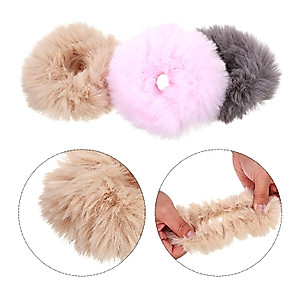 16 Pieces Rabbit Fur Hair Accessories: Fluffy Scrunchies, Pom Pom Hair Ties, and Elastic Ponytail Holders for Women and Girls (Color Set 1)